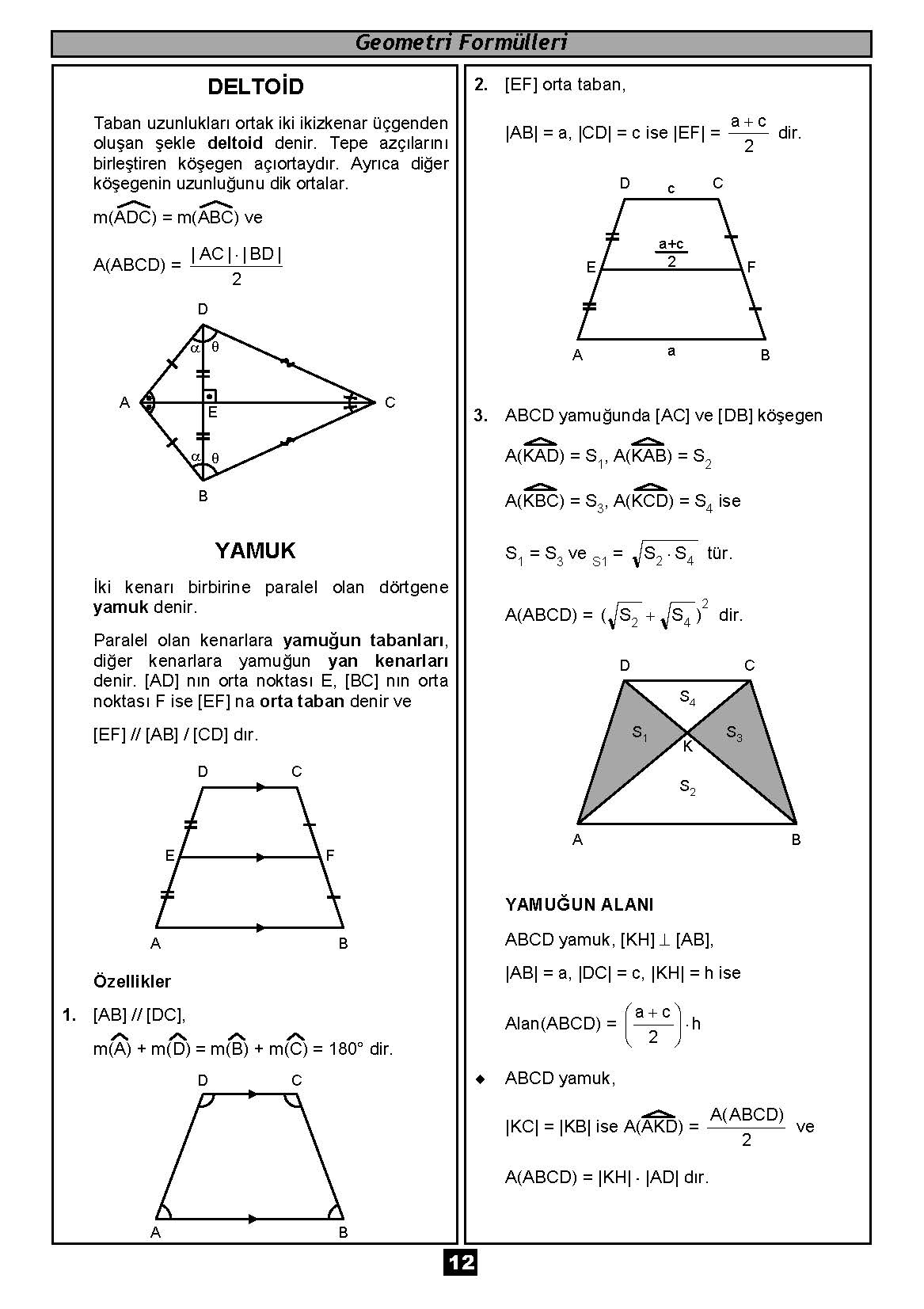 YKS (TYT-AYT) Geometri Formülleri | Bilgenç