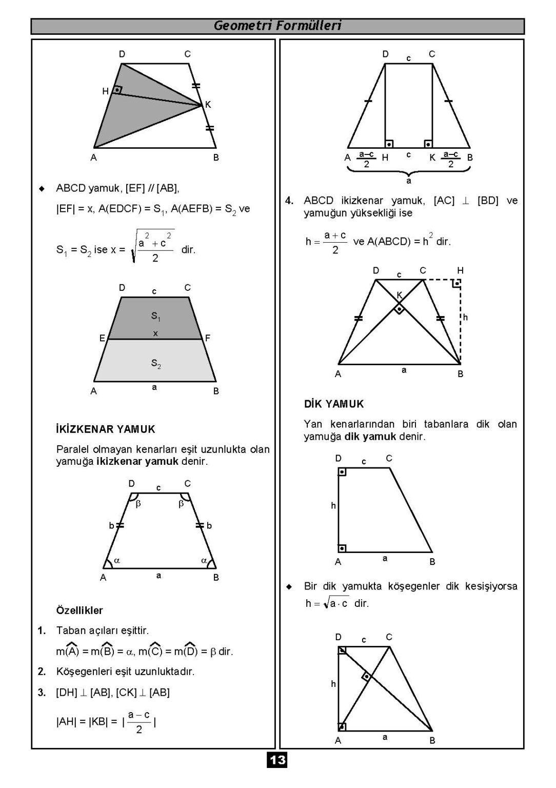 YKS (TYT-AYT) Geometri Formülleri | Bilgenç
