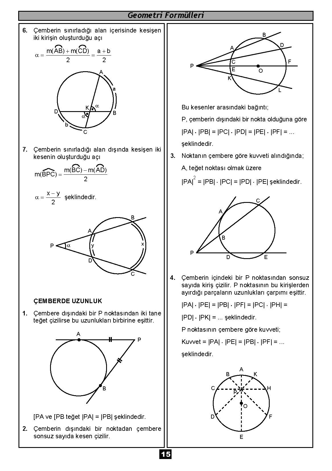 YKS (TYT-AYT) Geometri Formülleri | Bilgenç